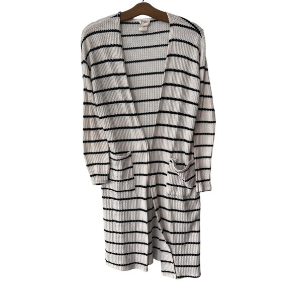 BiBi | Sweaters | Bibi Stripe Duster Cardigan Women S White Black ...